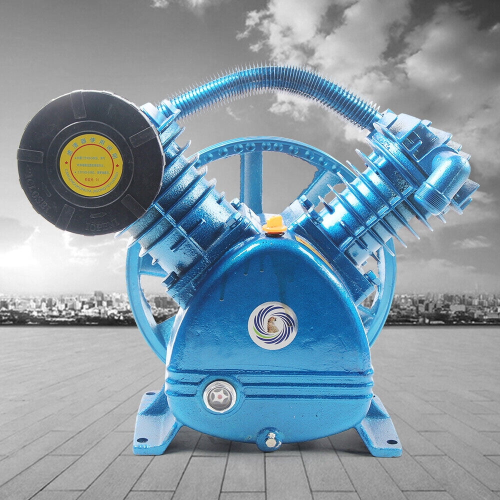 Twin Cylinder 5.5HP Piston Type Air Compressor Pump Motor Head Oil ...