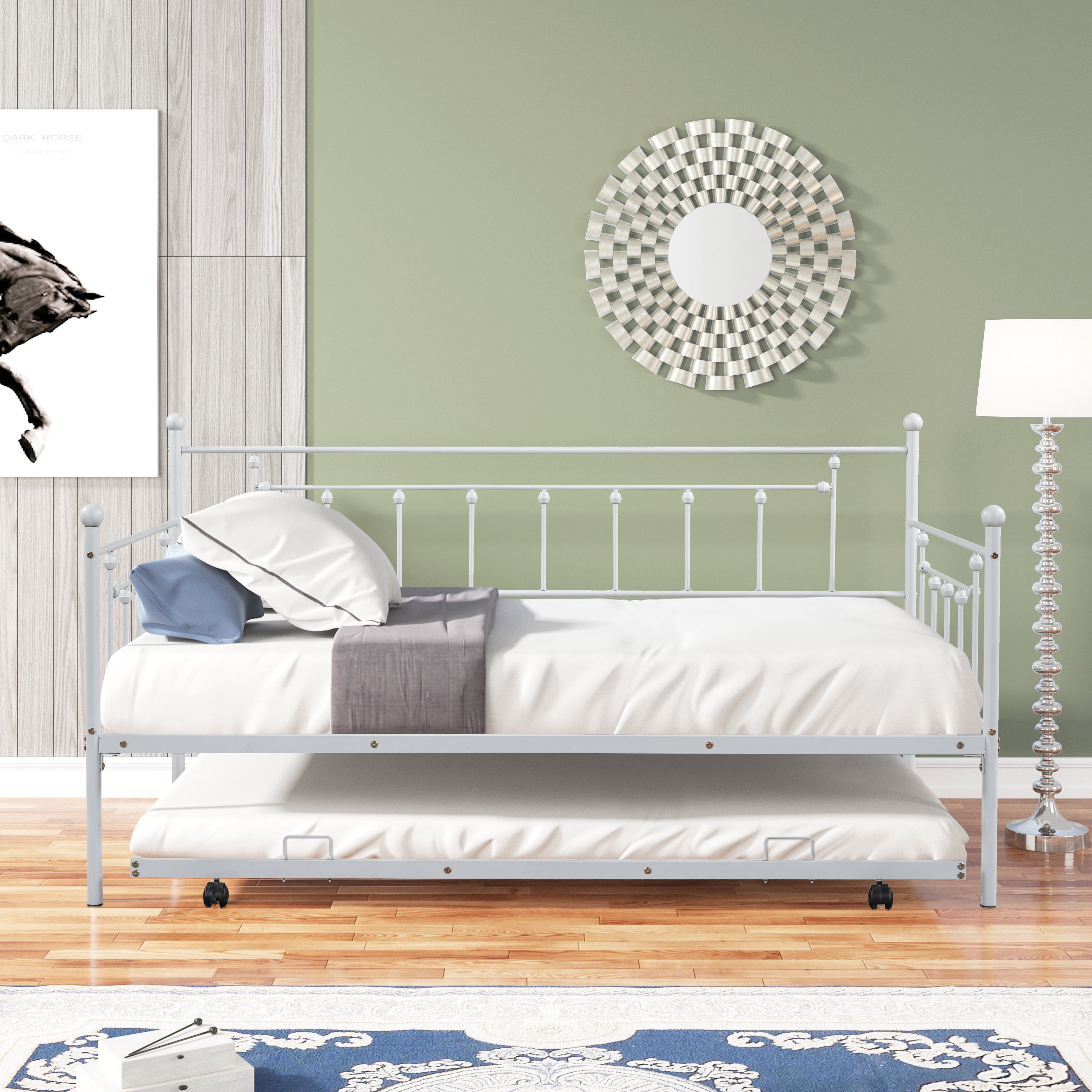 Twin Daybed Frame, Space Saving Twin Size Daybed and Roll Out Trundle ...