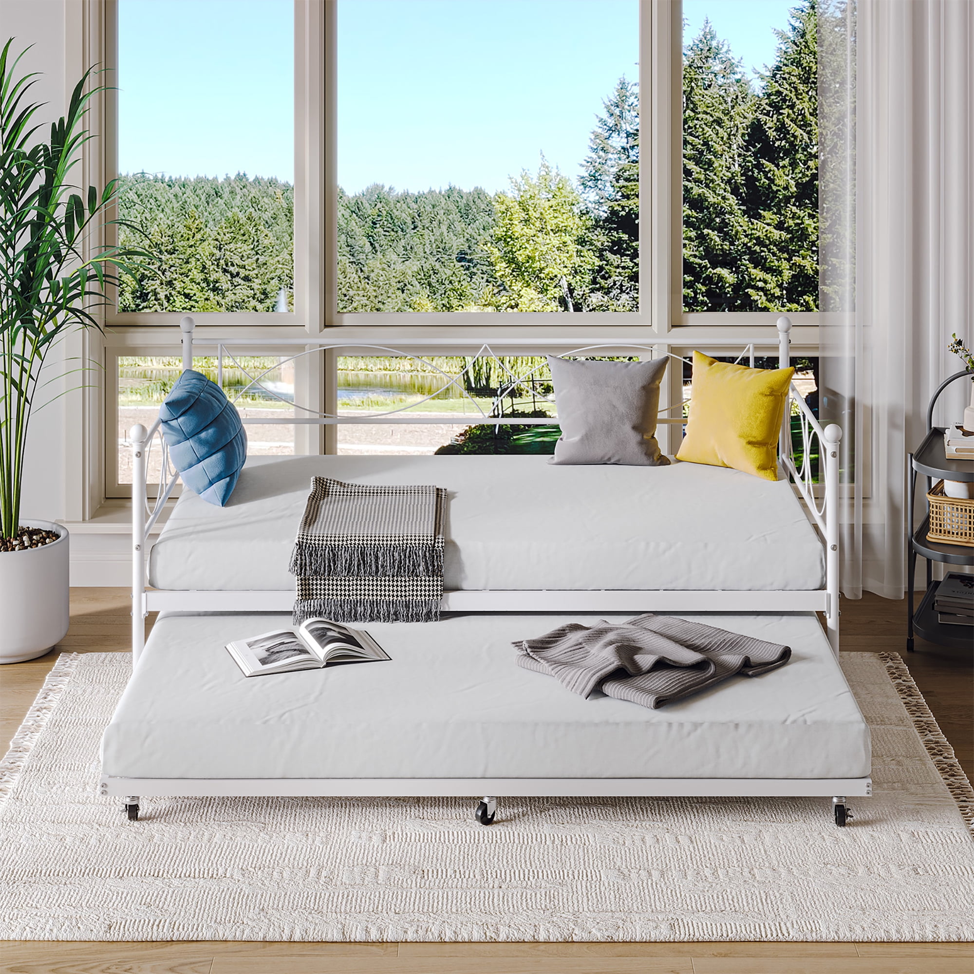 Twin Daybed with Trundle, Day Bed with Pull Out Trundle, Twin Size ...