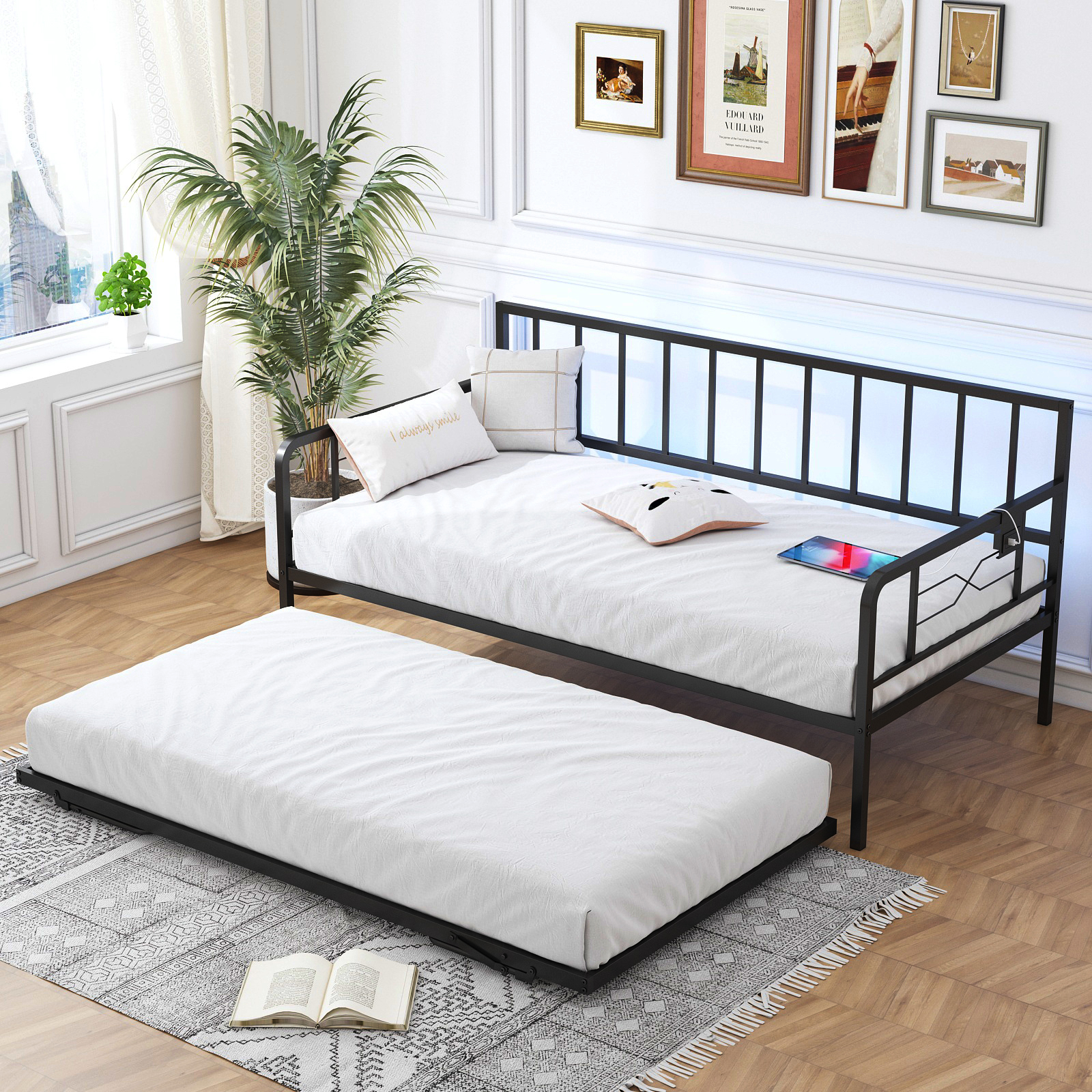Daybed with Trundle, Muumblus Modren Adult Pull Out Sofa Bed for ...