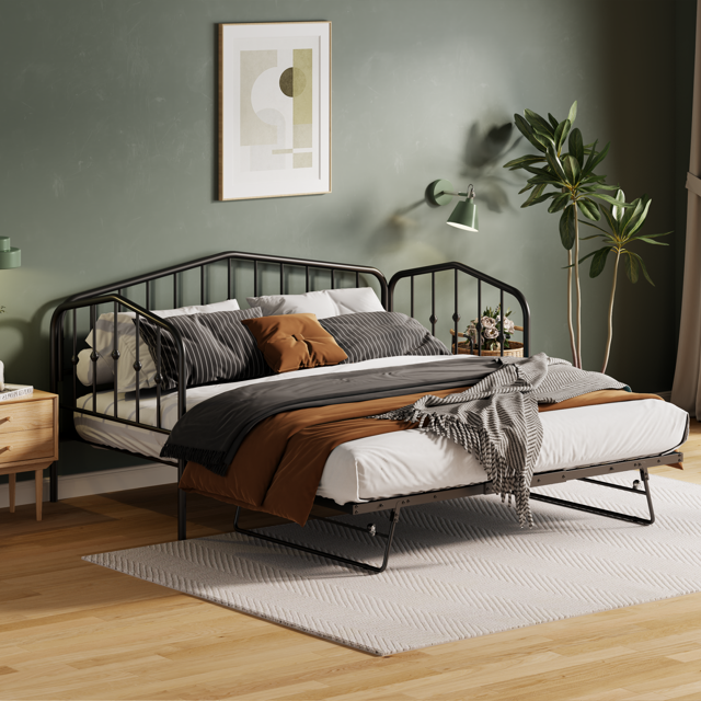 Twin Daybed with Pop Up Trundle, Twin to King Daybed with Twin Size ...