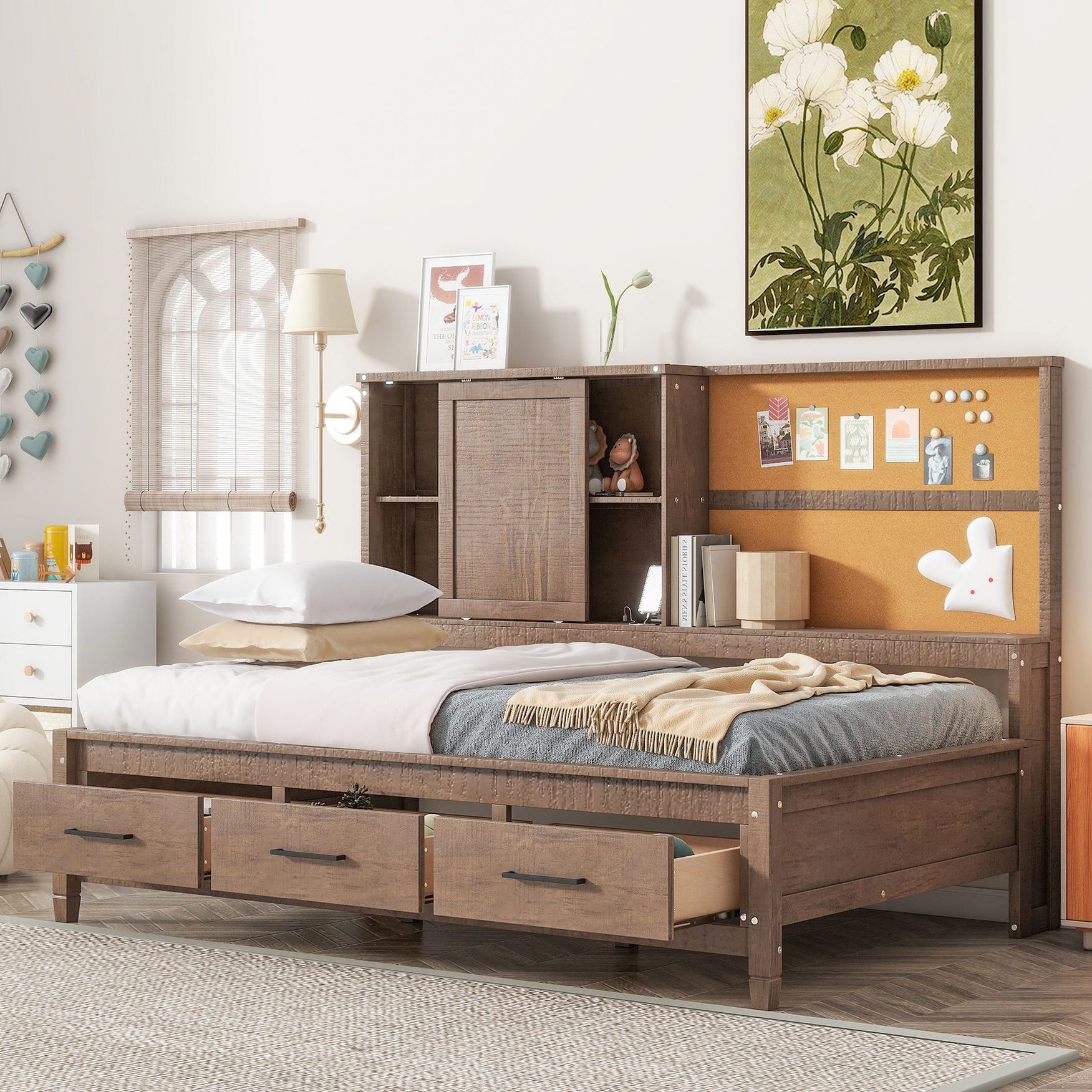Twin Daybed with Storage Function / MDF and Pine Wood, Cork Board ...