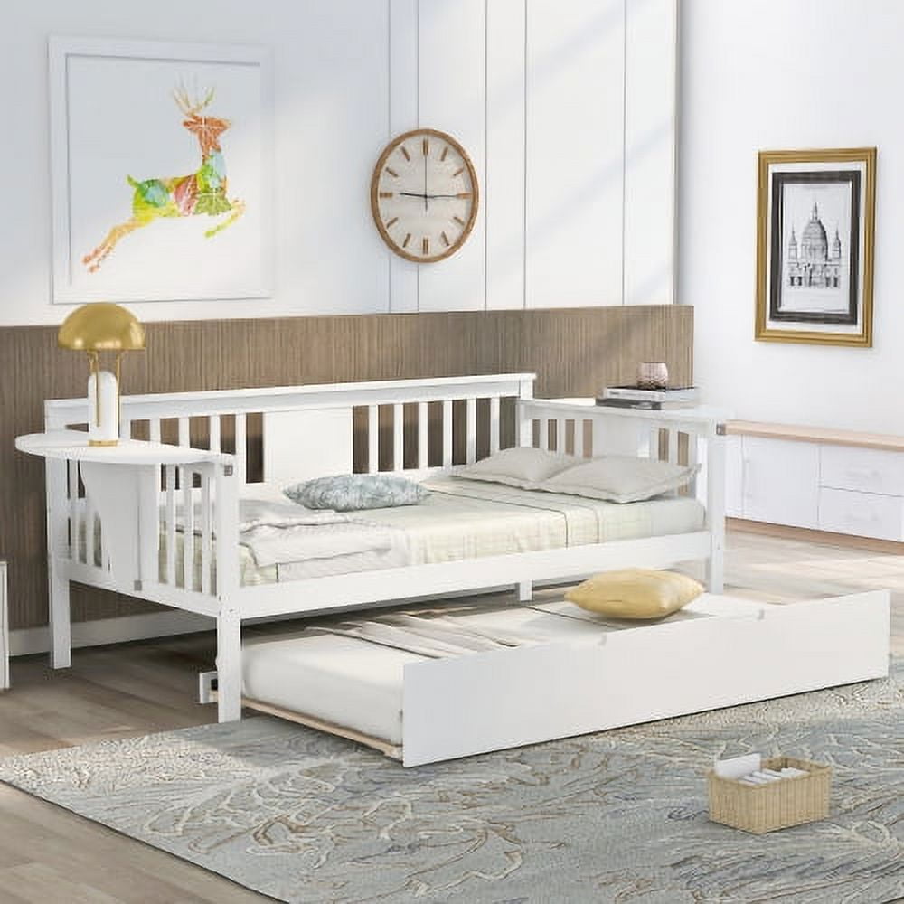 Twin Daybed with Trundle Wood Day Bed for Living Room Bedroom Wooden ...