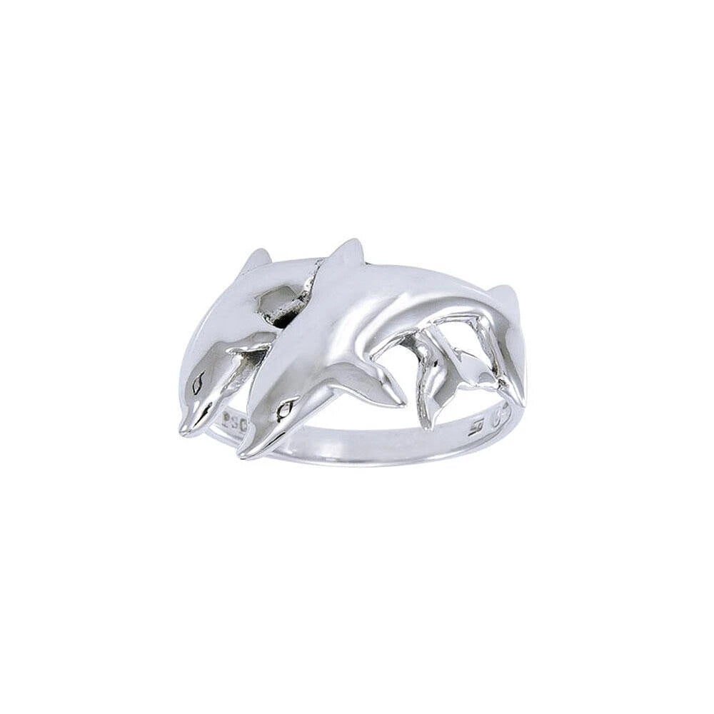 Twin Dolphin Ring 925 Sterling Silver Fine Ocean Animal Totem Sea Life ...