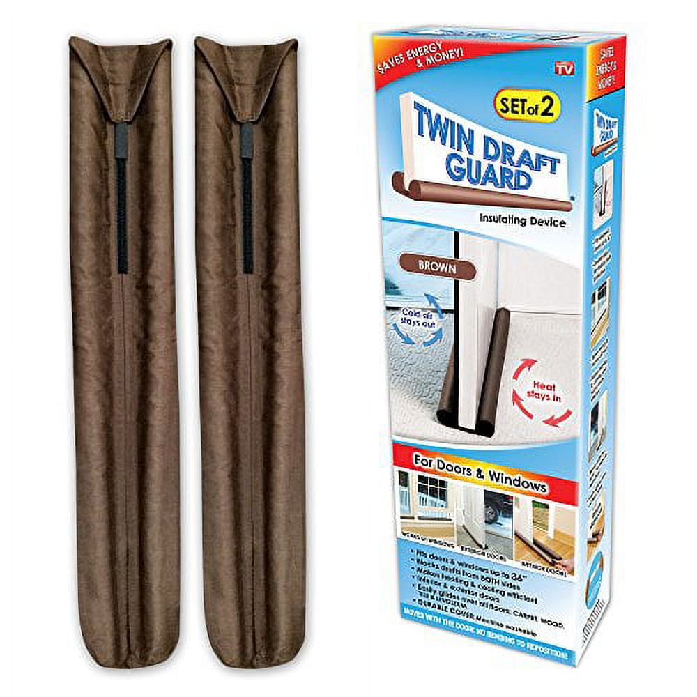 Twin Draft Guard 45" Year-Round Brown Solid Fabric Door Draft Stopper ...