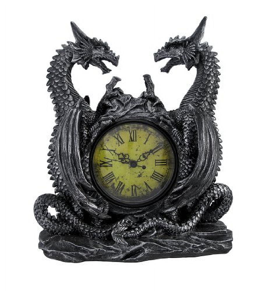 Twin Evil Dragons Antiqued Mantel Clock Table Desk - Walmart.com