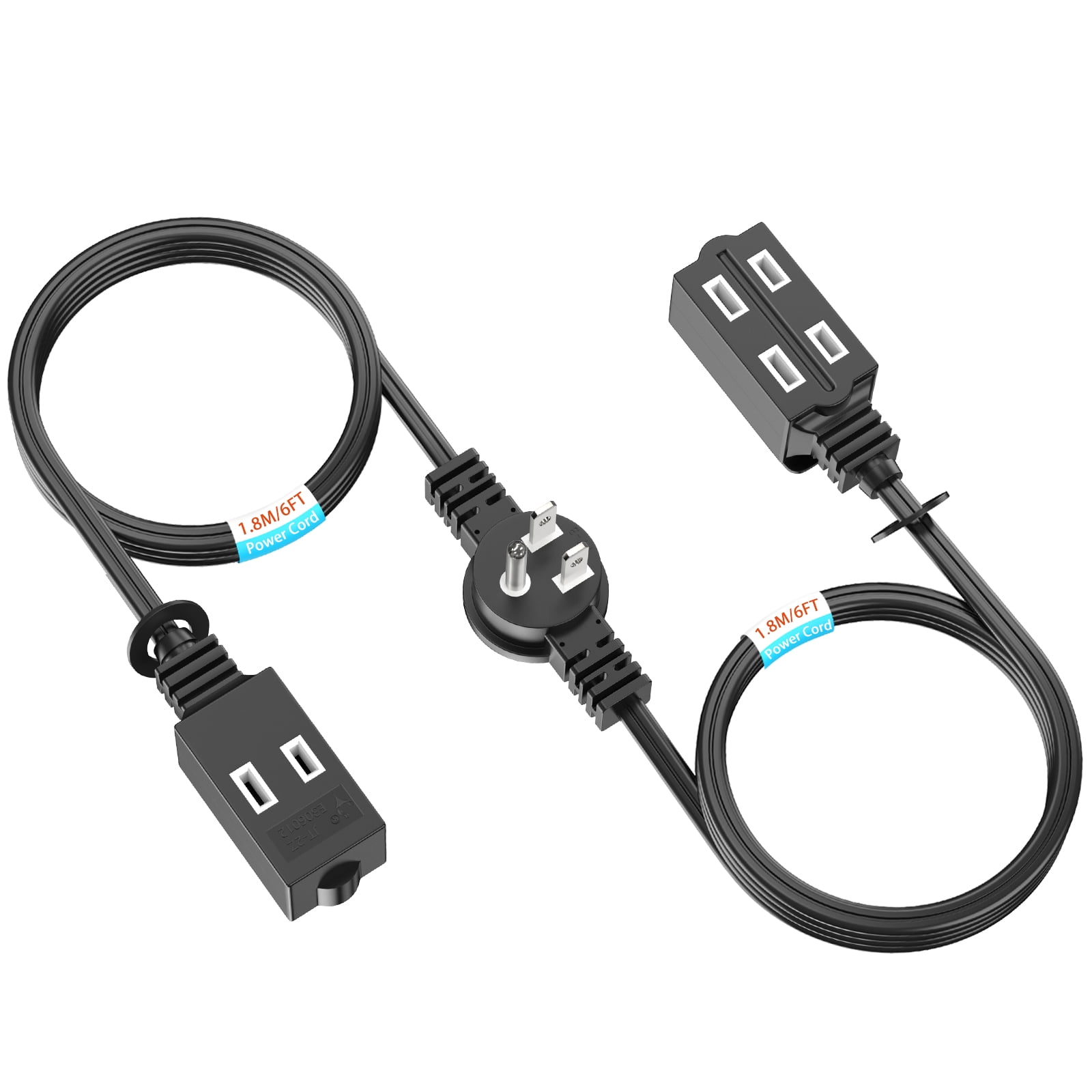 Twin Extension Cord Power Strip 12ft - 6 feet on Each Side - 6 ...