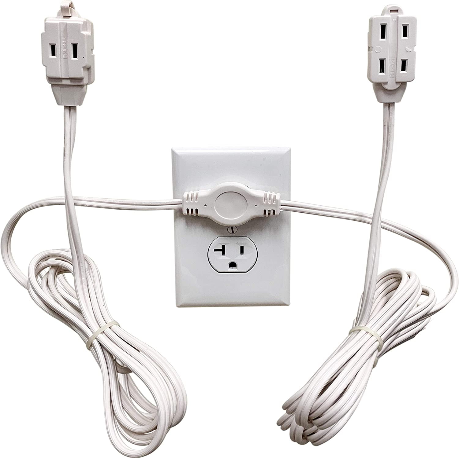 , Twin Extension Cord Power Strip - 24 Foot Cord - 12 feet on Each Side ...