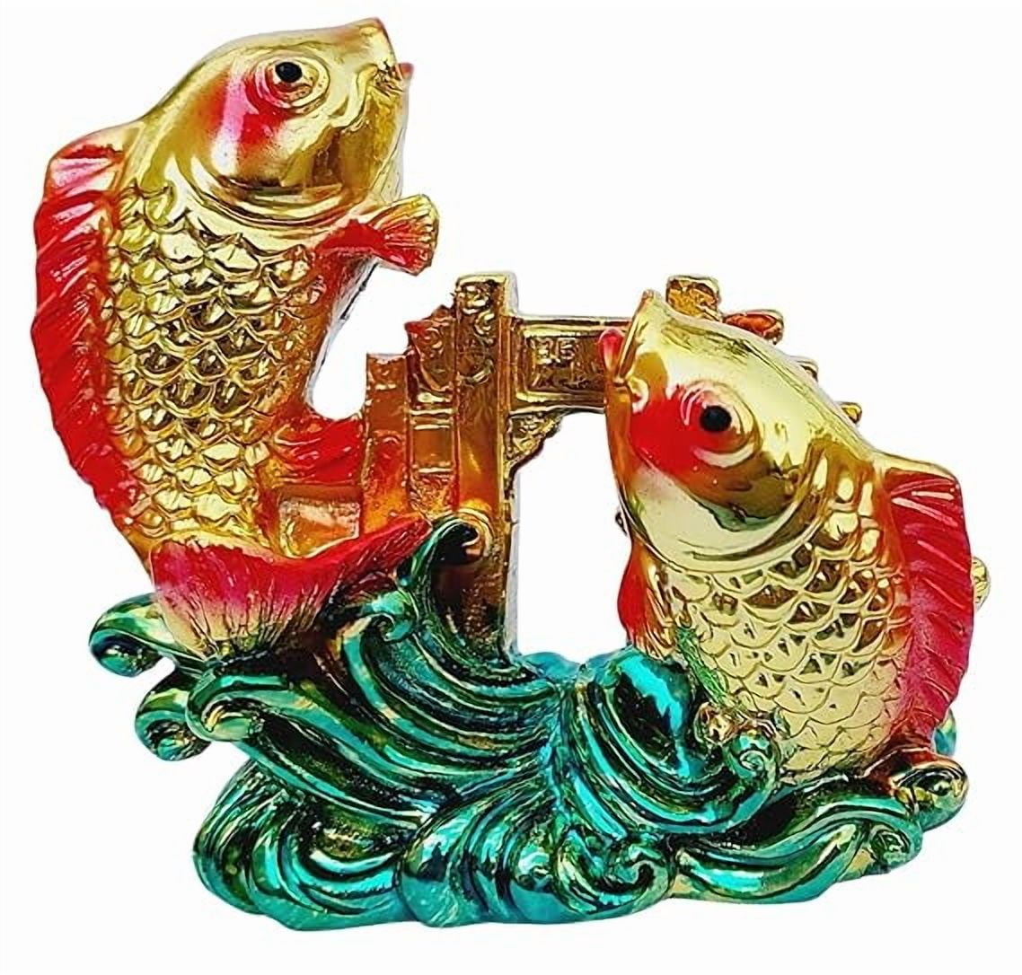 Twin Fish Showpiece Feng Shui Items for Good Luck, Double Fish Statue ...