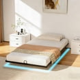Twin Floating Bed Frame with Smart LED Lights Metal Platform Bed Easy ...