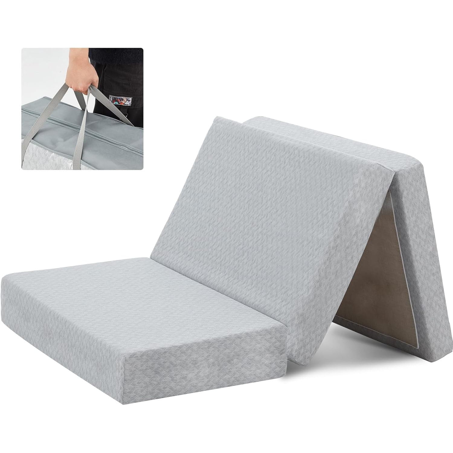 Twin Foldable Mattress,Tri-Fold Memory Foam 4 inch Folding Mattress ...