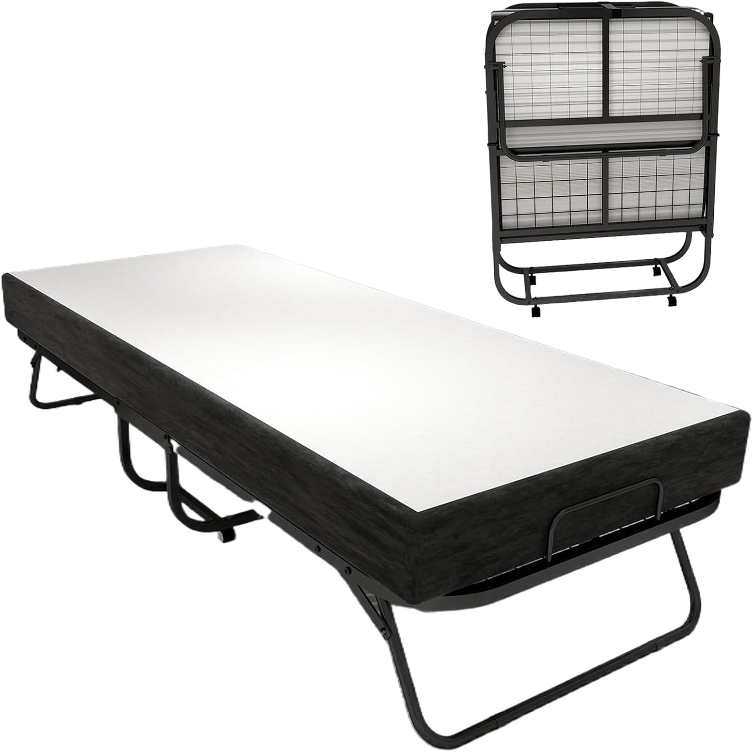 Twin Folding Bed with Mattress - Portable Rollaway Bed for Adults ...