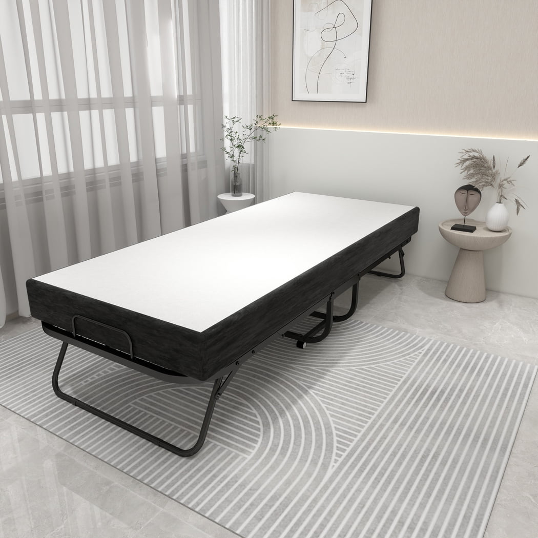 Twin Folding Bed with Mattress, Roll Away Bed Portable Guest Bed w ...