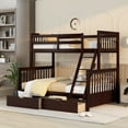 Twin over Full Bunk Bed with Storage, Solid Wood 2-in-1 Bed Frame with ...