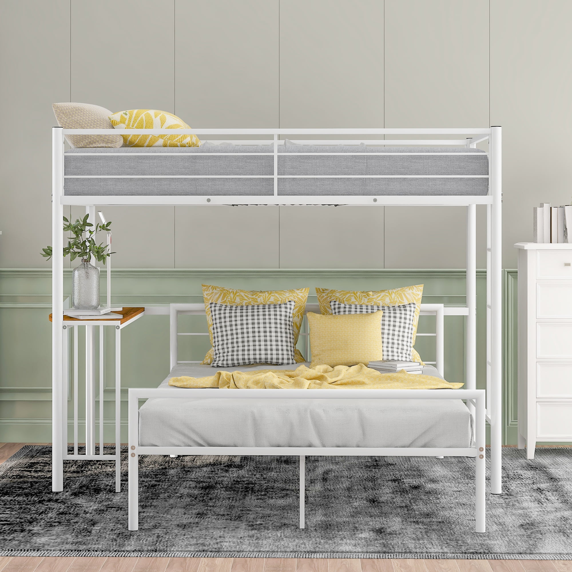 Twin over Full Bunk Beds for Kids Teens, SYNGAR Metal Bunk Bed with ...