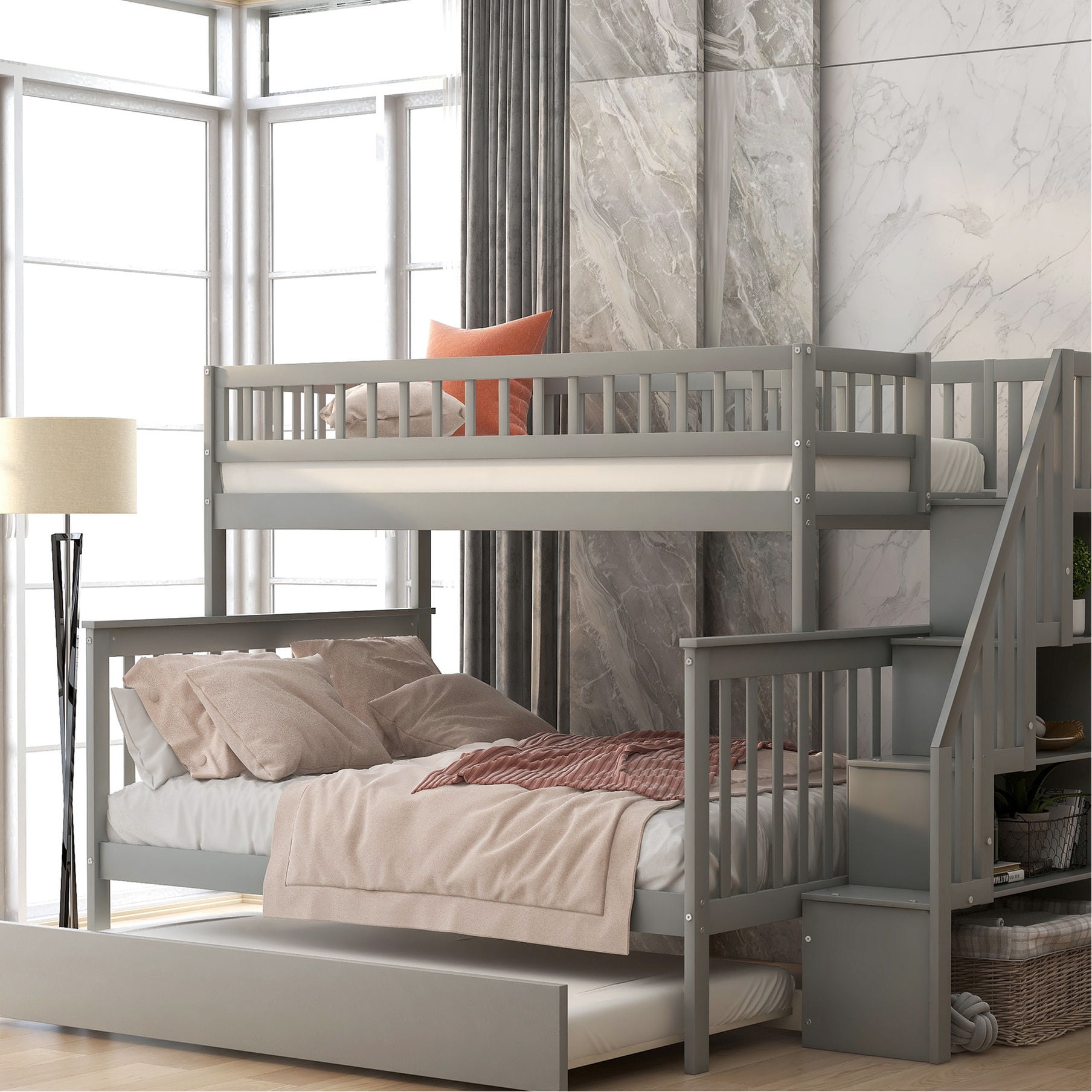 Twin/Full Configuration - Storage Cubbies in Staircase - Cluttered ...