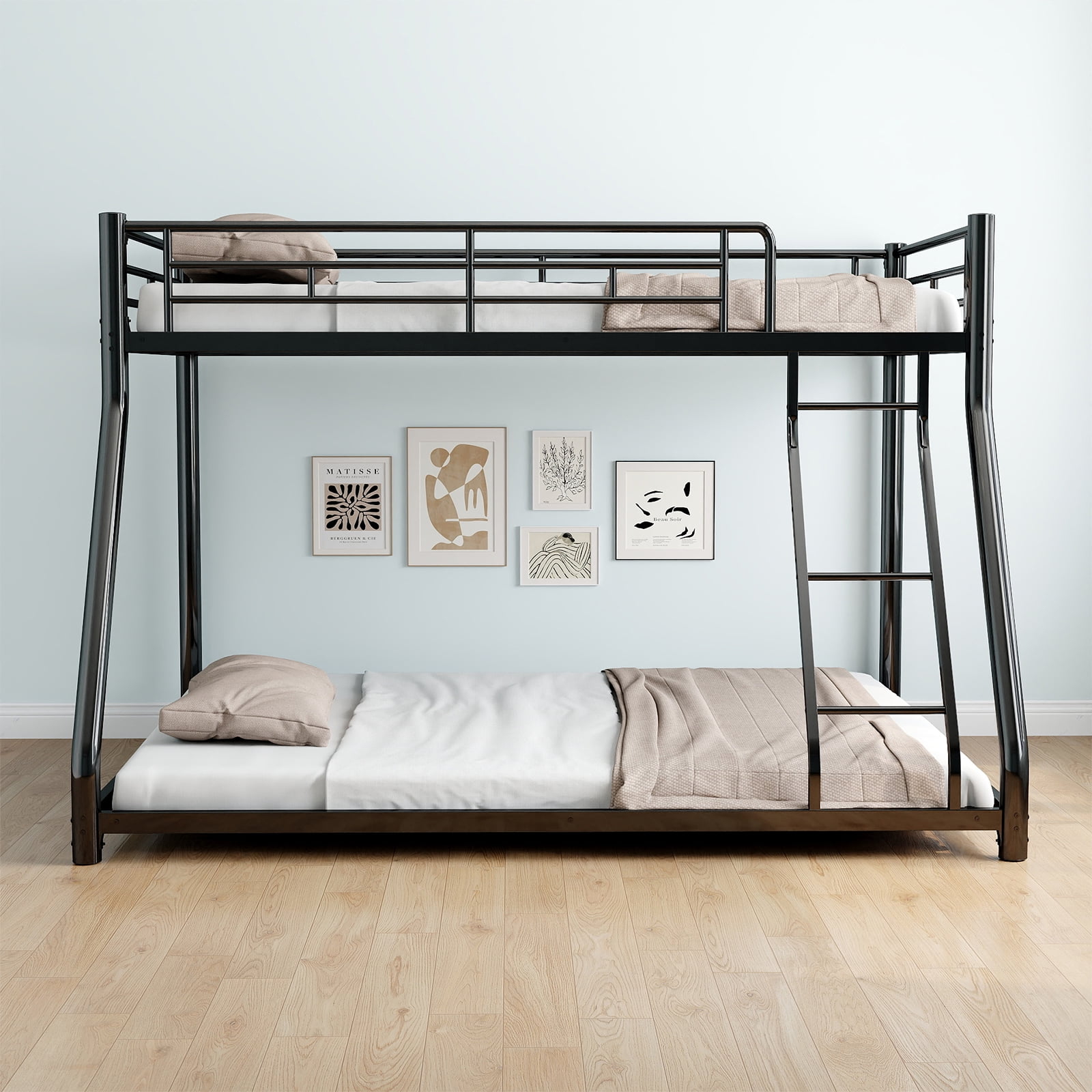 Twin Over Full Metal Bunk Bed, Heavy Duty Metal Bunk Bed Frame, Bunk ...