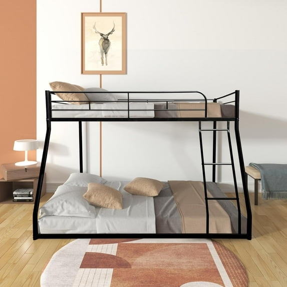 Twin Over Full Metal Bunk Bed, Sturdy Steel Frame with Full-Length ...