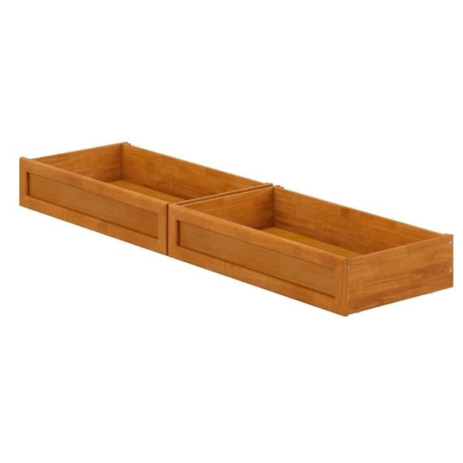 Twin-Full Wood Mid-Century Modern Under Bed Storage Drawers in Light ...