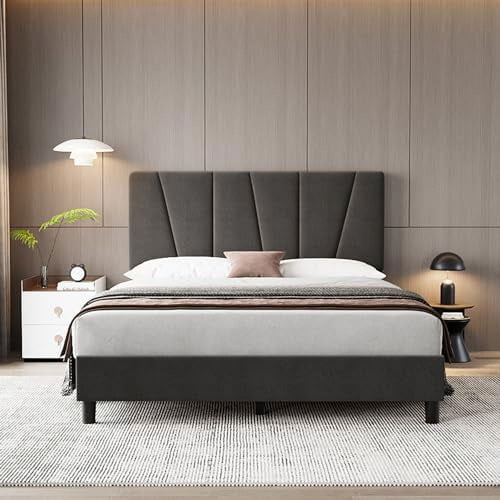 Twin/Full/Queen Bed Frame with Headboard, Linen Upholstered Platform ...