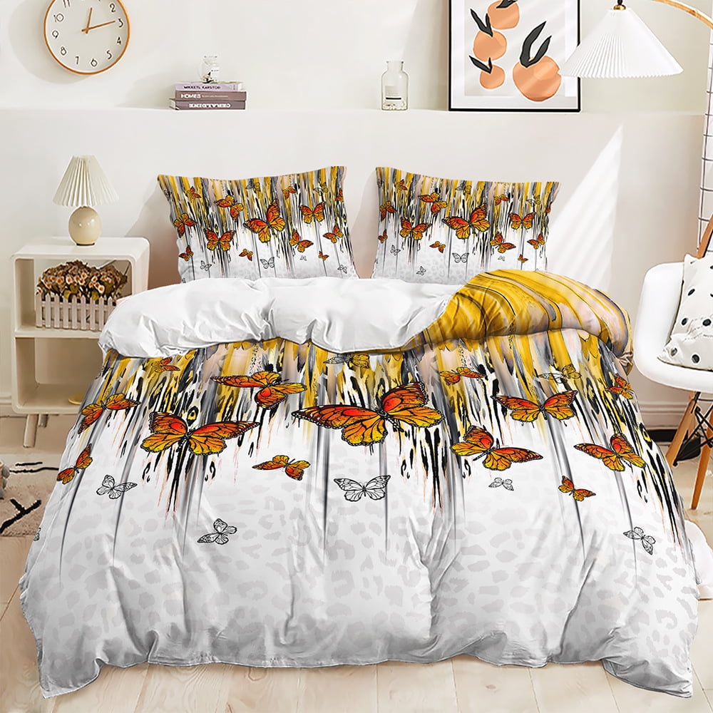 Twin Full Queen King Duvet Cover Kids Butterfly White for Cute Bedding ...