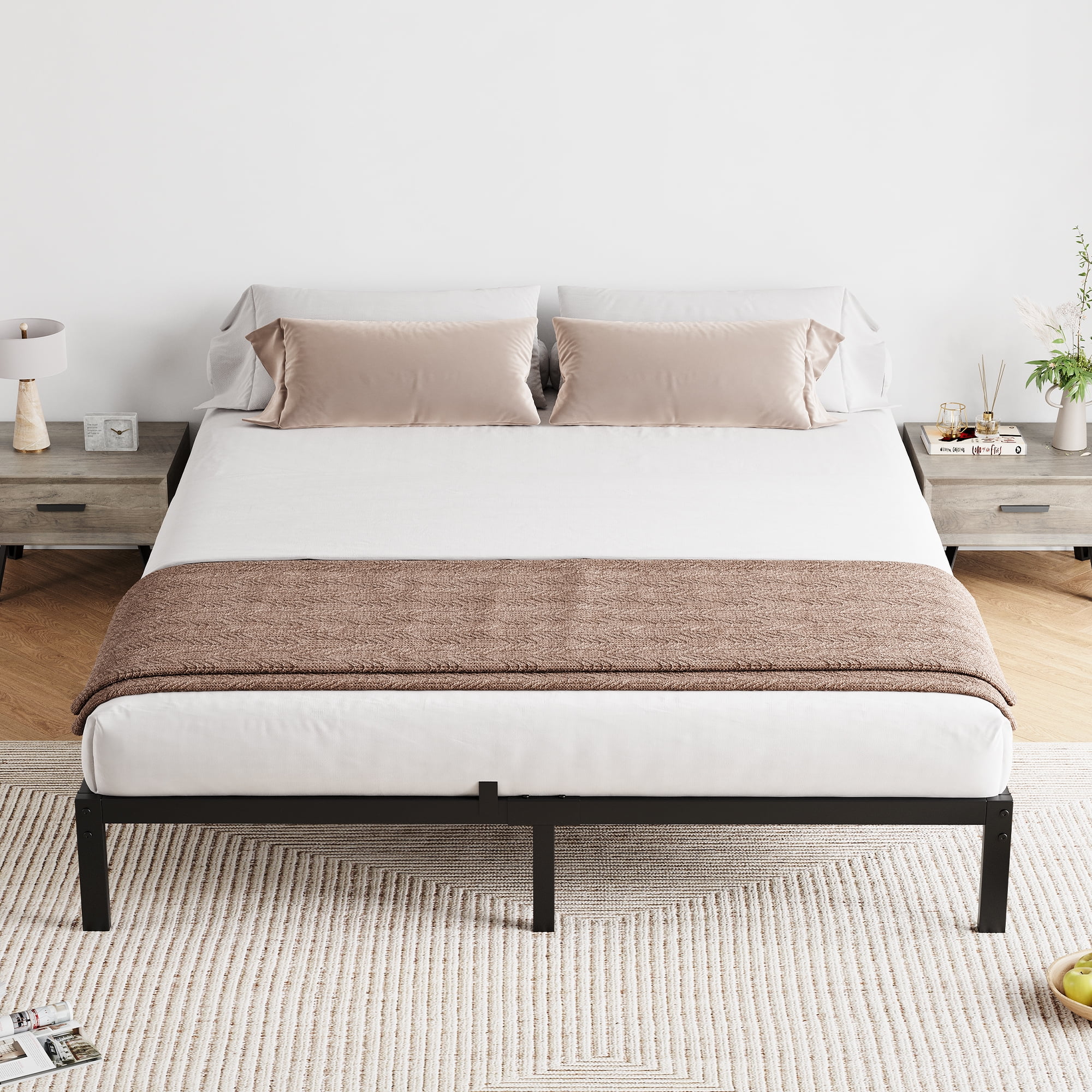 Twin/Full/Queen/King Size Bed Frame with Storage, 6"/8"/10"/14" Metal ...