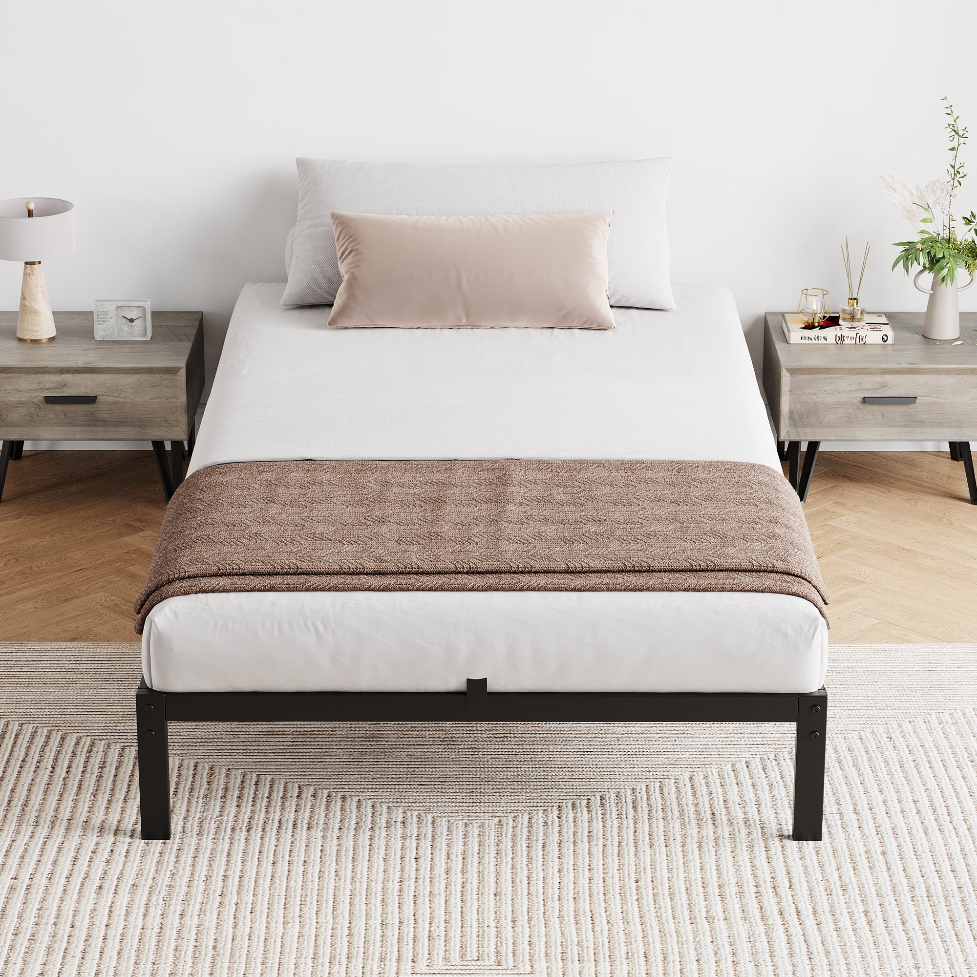 Twin/Full/Queen/King Size Bed Frame with Storage, 6"/8"/10"/14" Metal ...