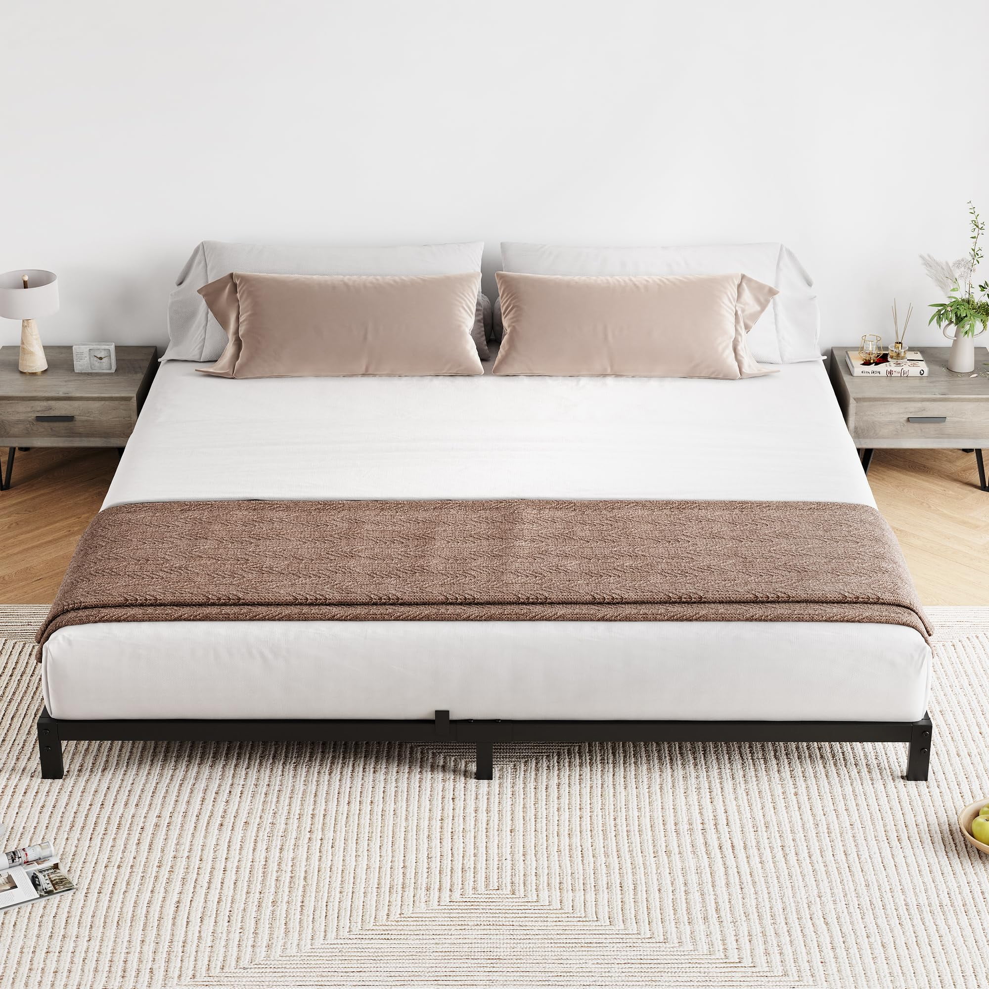 Twin/Full/Queen/King Size Bed Frame with Storage, 6"/8"/10"/14" Metal ...