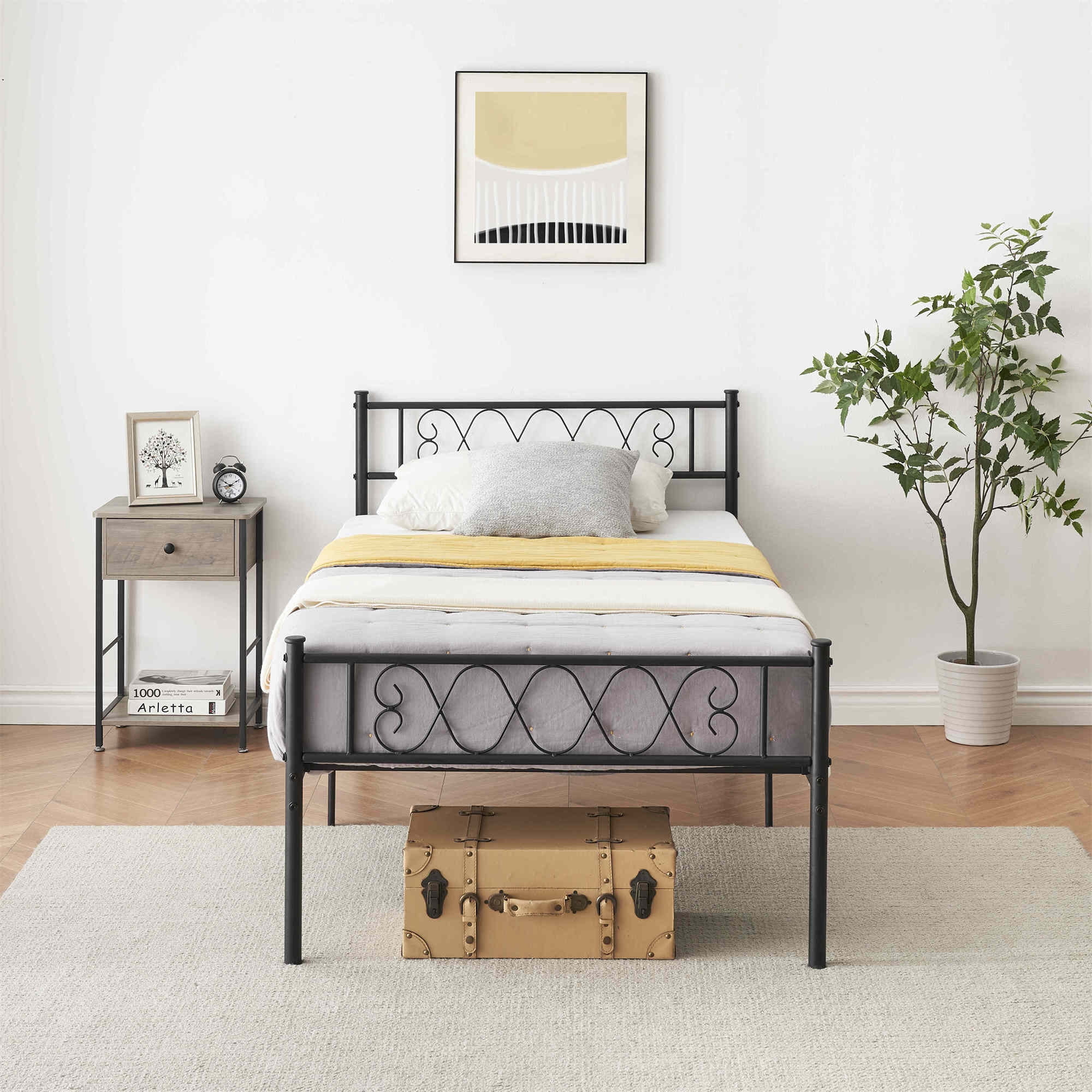 Twin/Full/Queen/King Size Metal Platform Bed Frame with Headboard and ...