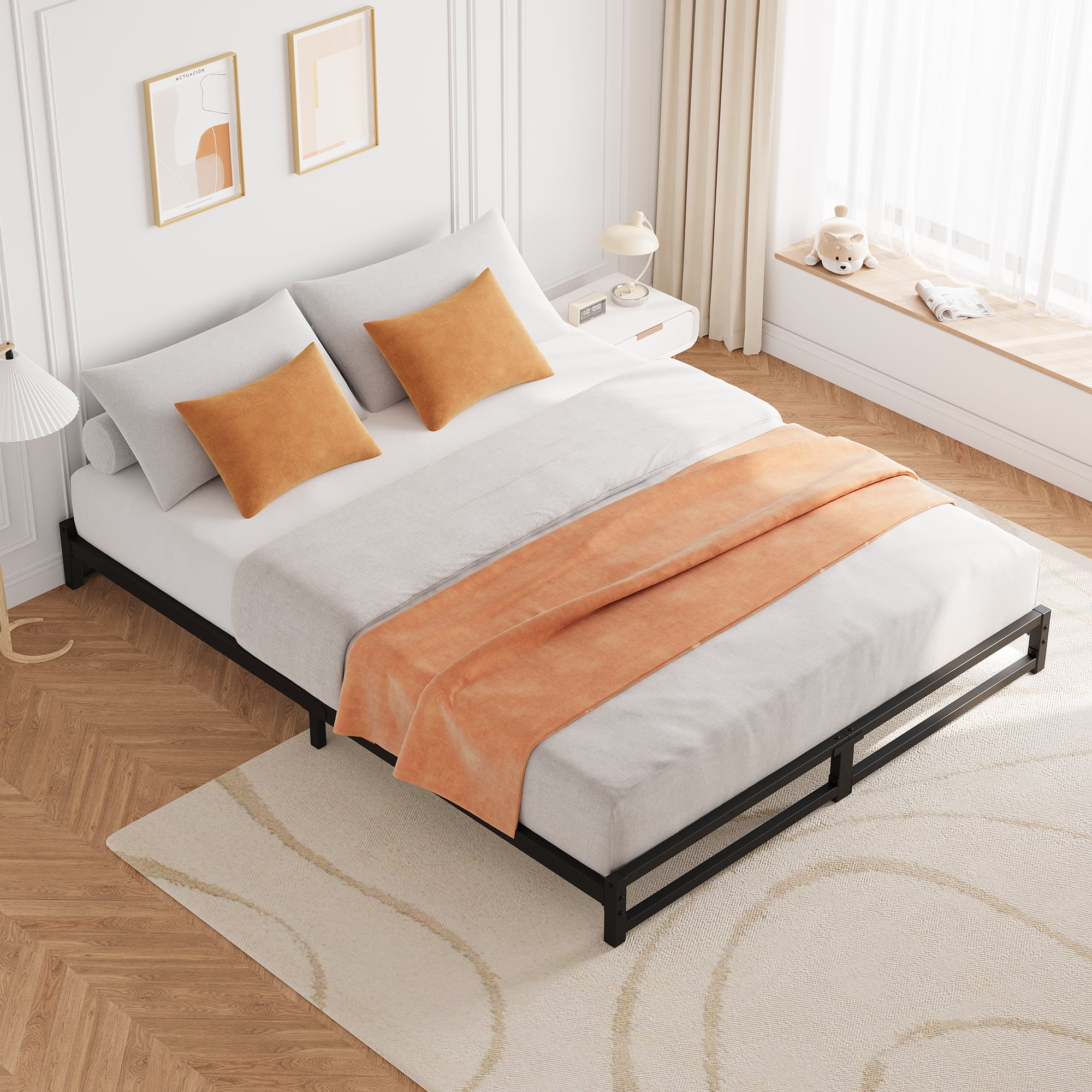 Twin/Full/Queen/King Size Metal Platform Bed Frame with Steel Slat ...