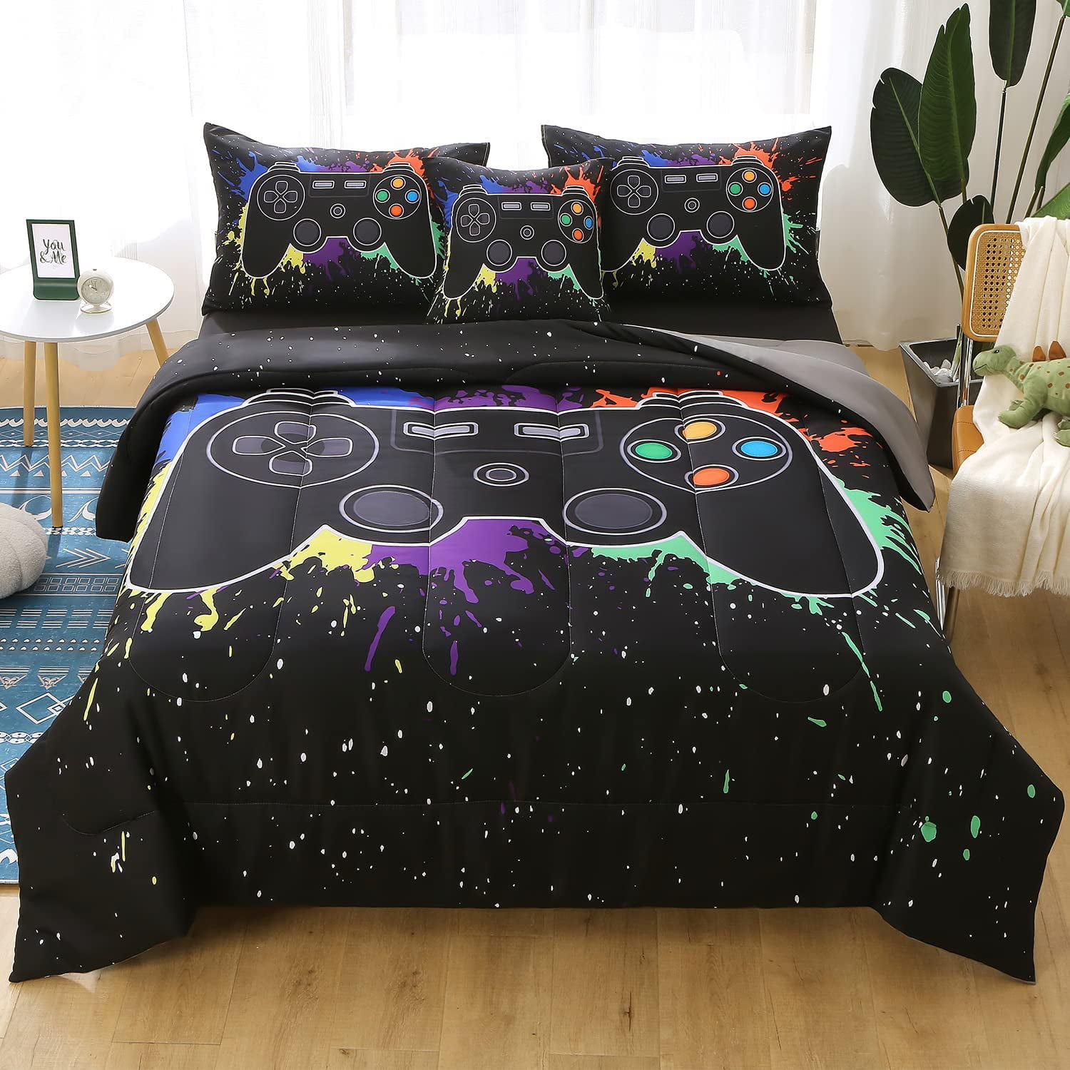 Twin Gaming Comforter Set - Black, All Seasons - Walmart.com
