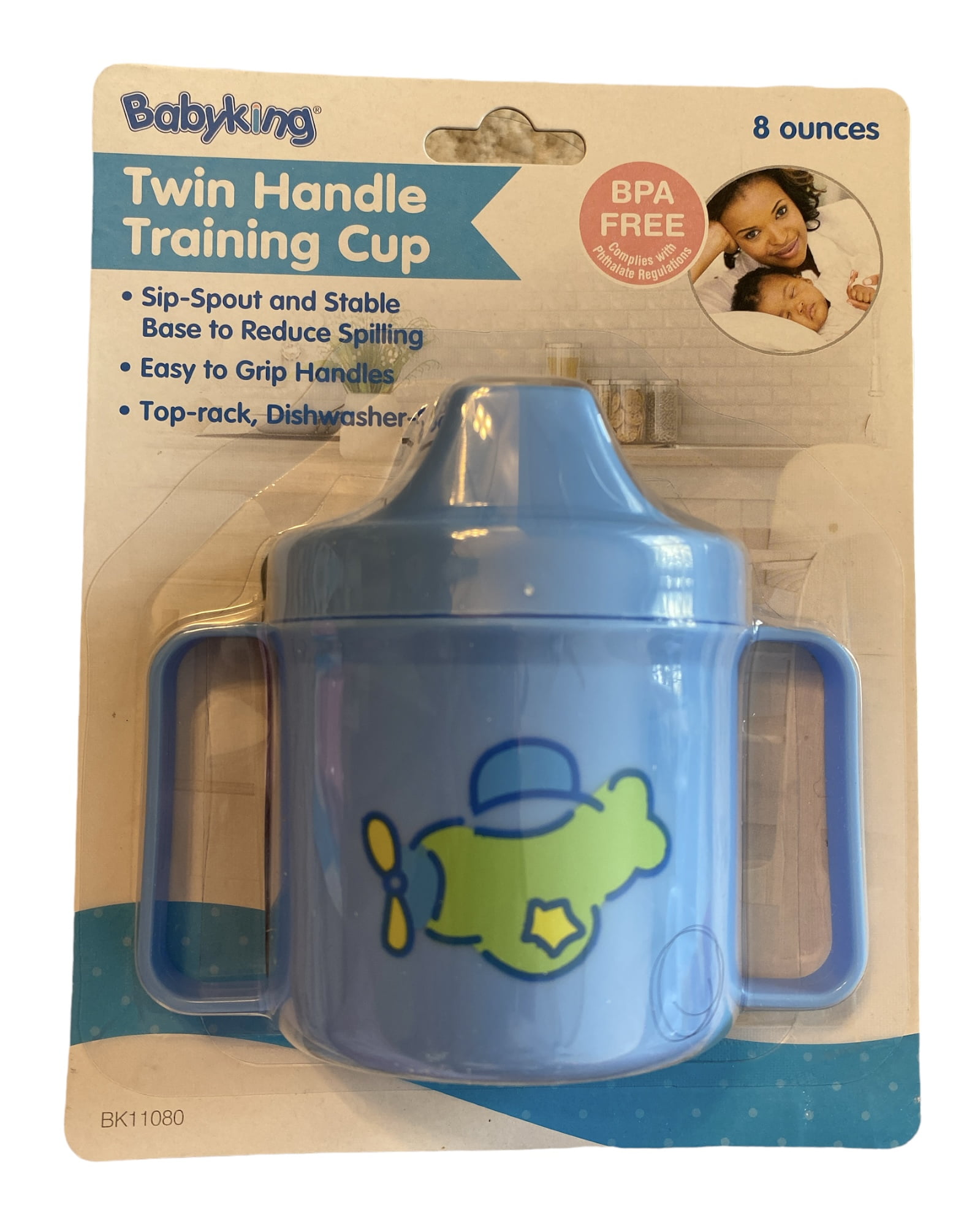 Twin Handle Training Cup For Baby Blue Color 8 Ounces BPA-Free ...