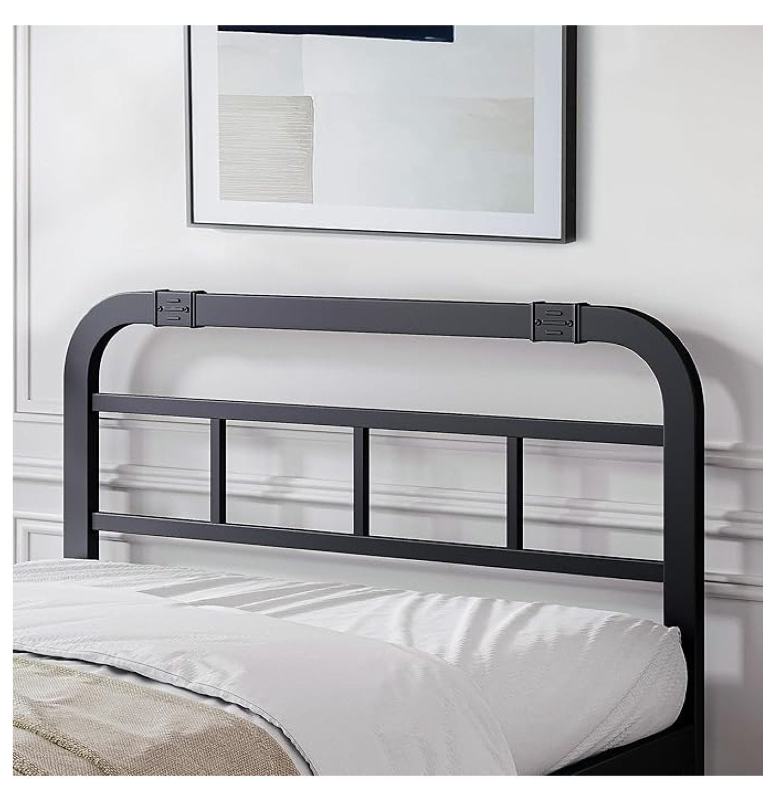 Twin Headboard Only, Black Metal Frame - Industrial Style, 40 Inch Tall ...
