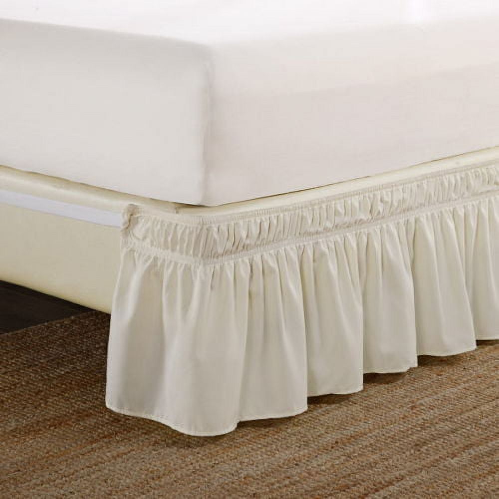 Twin Ivory Elastic Wrap Around Dust Ruffled Bed Skirt Bedding Bed
