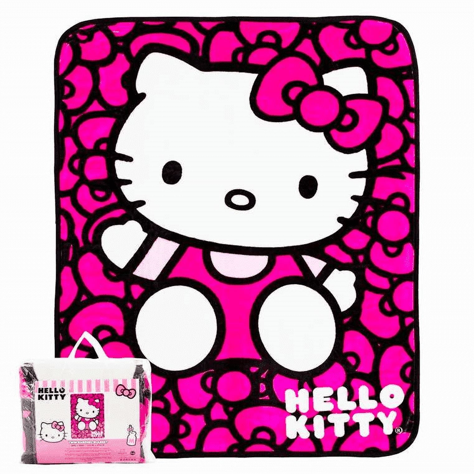 Twin Kids Raschel Blanket Hello Kitty Lots of Bows Super Soft 60" wide ...