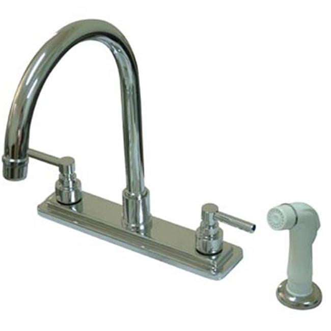 Twin Lever Handles 8 Inch Kitchen Faucet with Side Spray - Polished ...