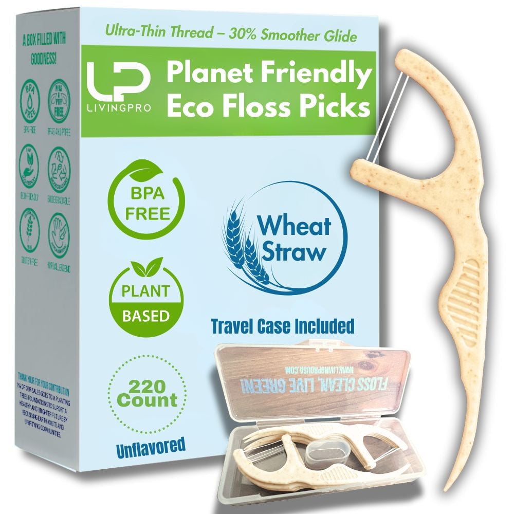 Twin Line Biodegradable Floss Picks (220 Count) - Compostable Tooth ...