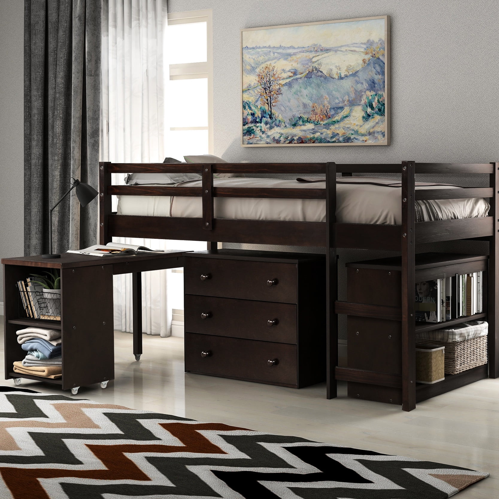 Twin Loft Bed | Full - Length Guardrail for Safety | Overnight Guests ...