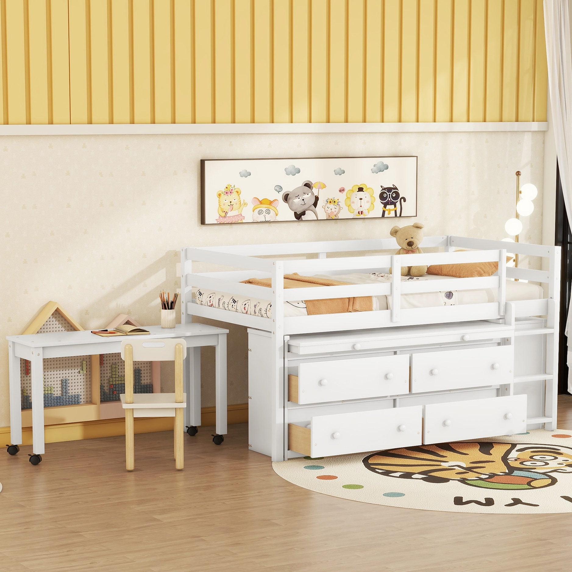 Twin Loft Bed | Retractable Desk for Multi-use | Gaming Room - Walmart.com
