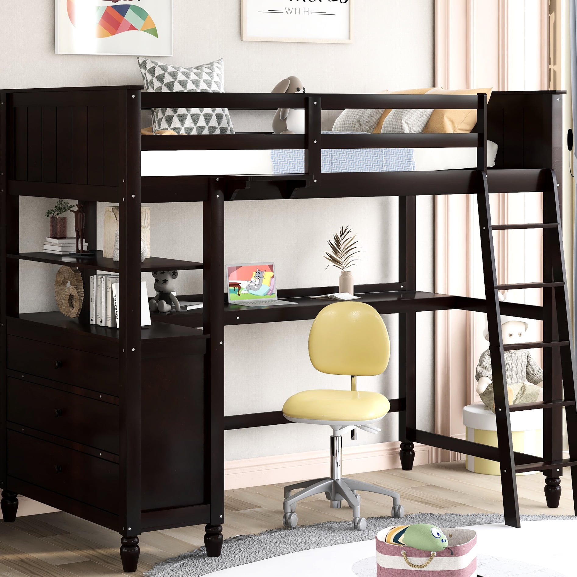 Twin Loft Bed With Additional Storage Choices - Personalize Your ...