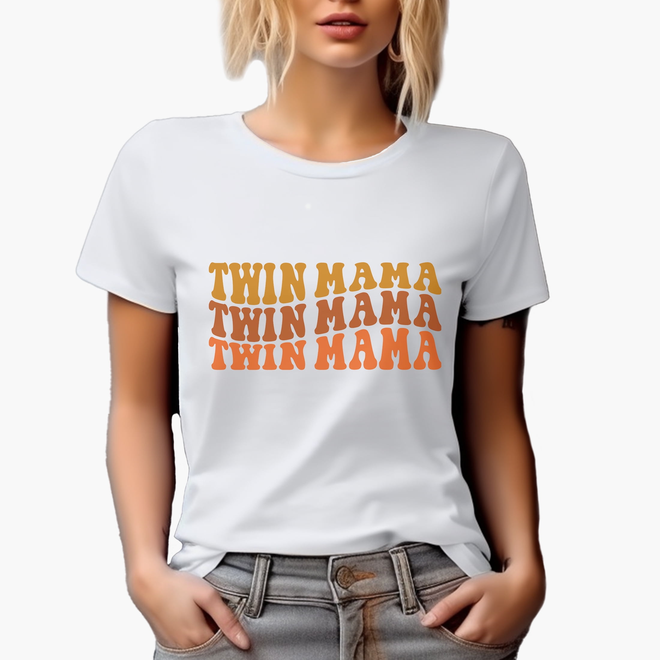 Twin Mama, Mother, Mom or Mommy of Twins Themed, Groovy Retro Wavy Text ...
