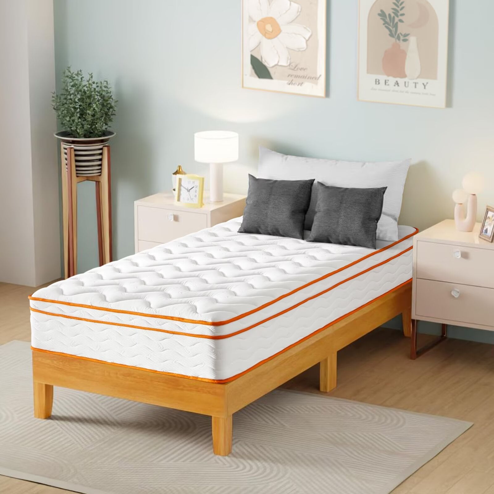 Twin Mattress, 10 Inch Innerspring Hybrid Mattress in a Box with Gel ...