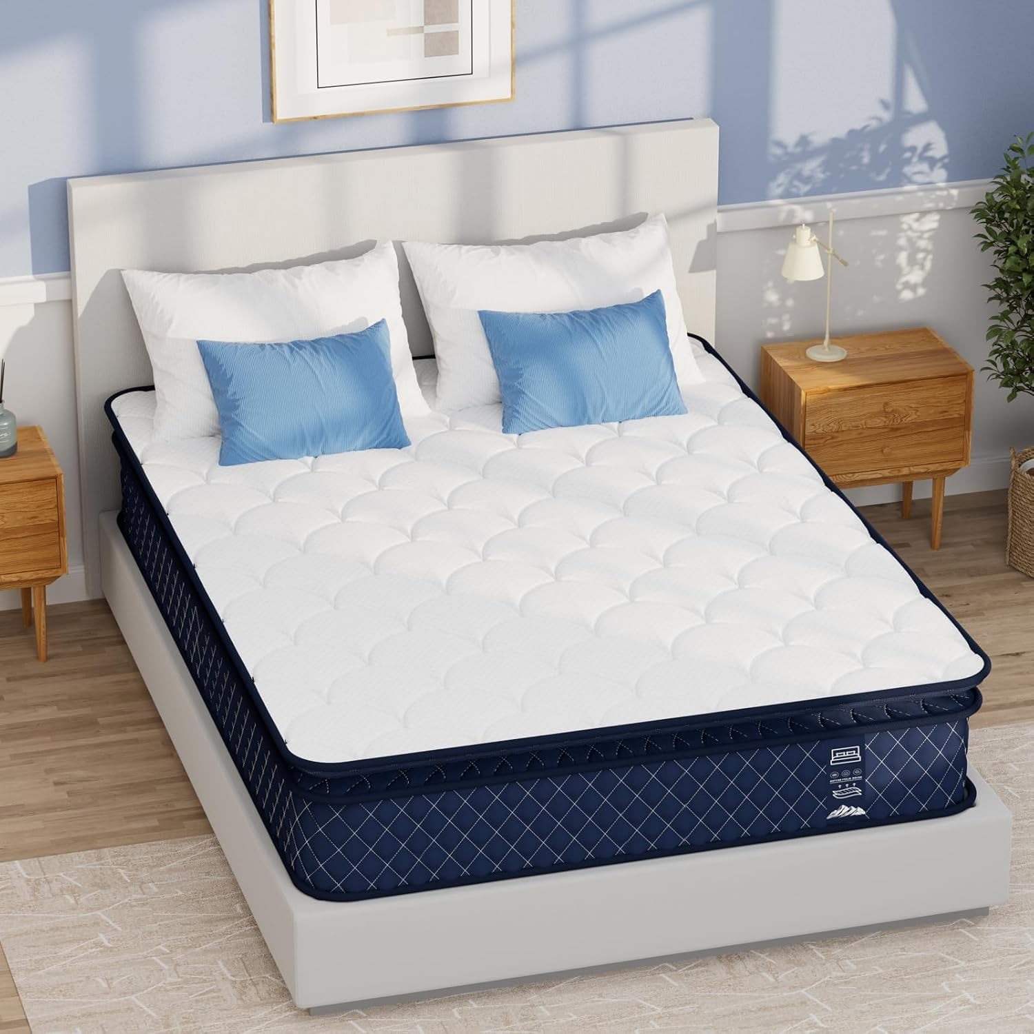 Twin Mattress 12 inch, Medium Firm Hybrid Mattresses with Gel Cooling ...