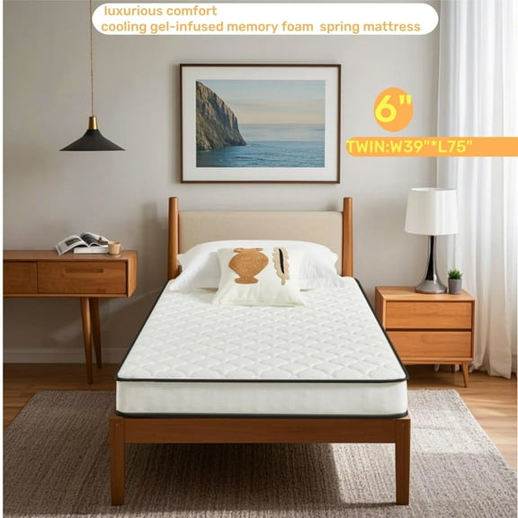 10 Inch Twin Cooling Gel Infused Memory Foam Mattress in a Box Medium ...