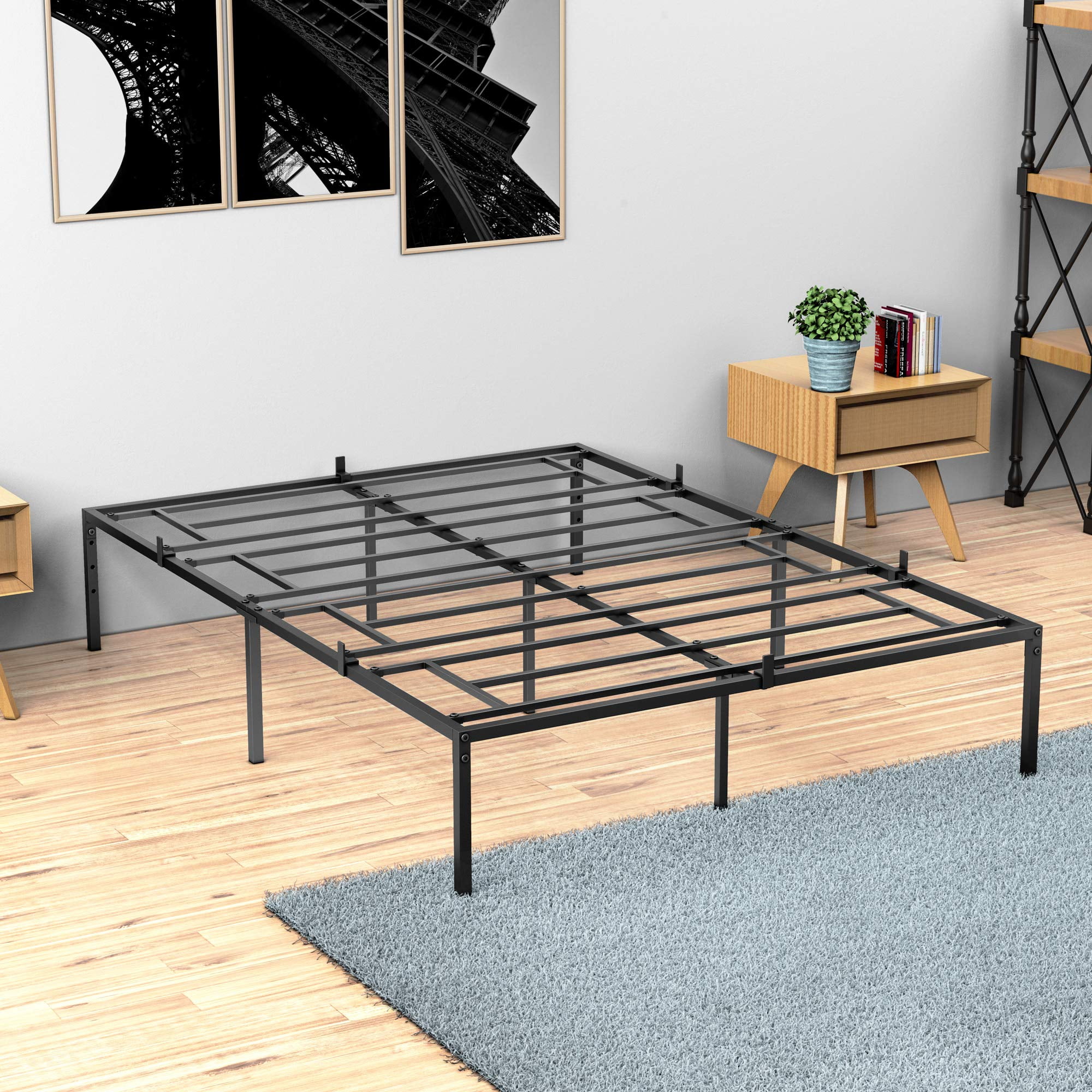 Twin Metal Platform Bed Frame with Sturdy Steel Bed Slats,MattressNo ...