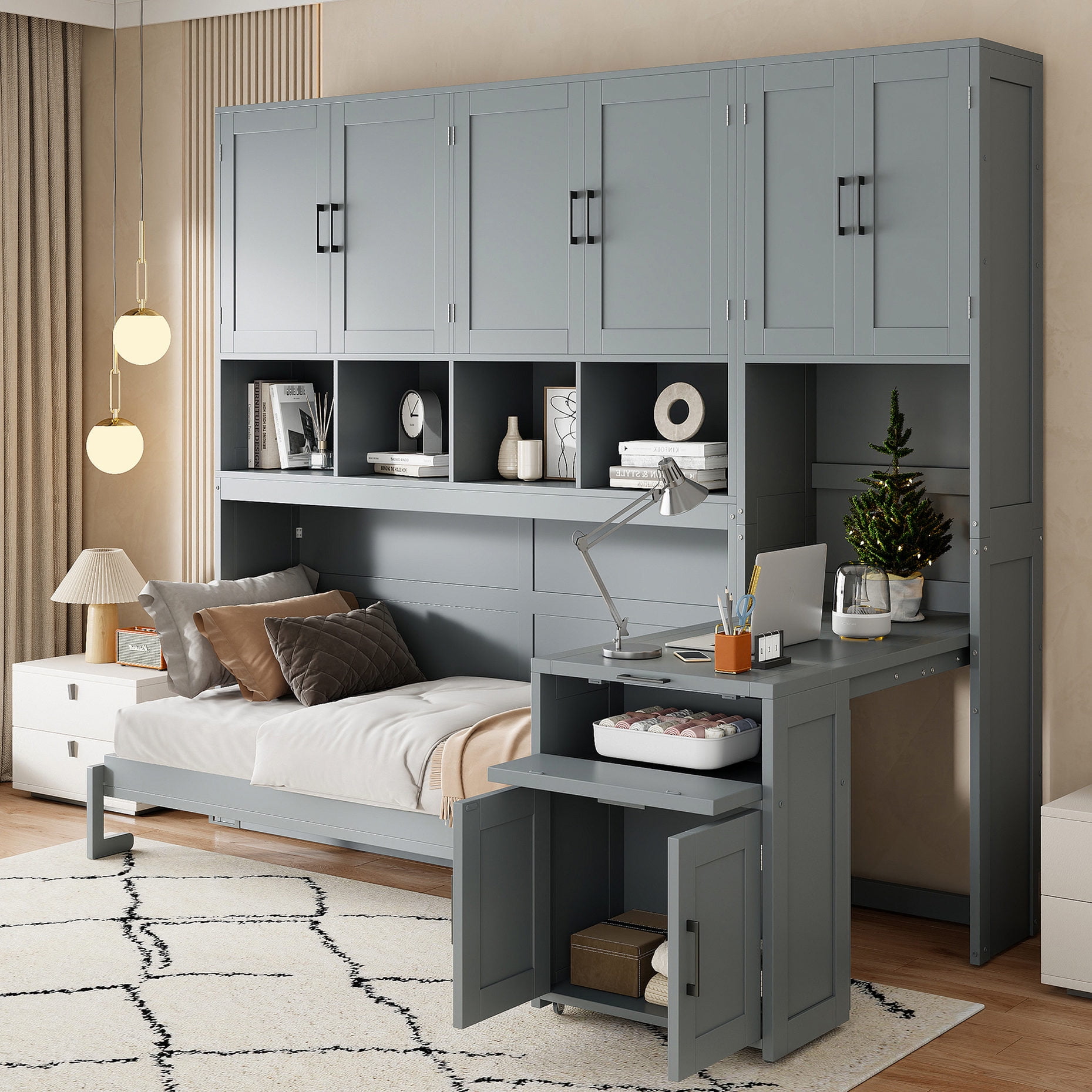 Twin Gray Murphy Bed, Multifunctional for Any Room - Walmart.com