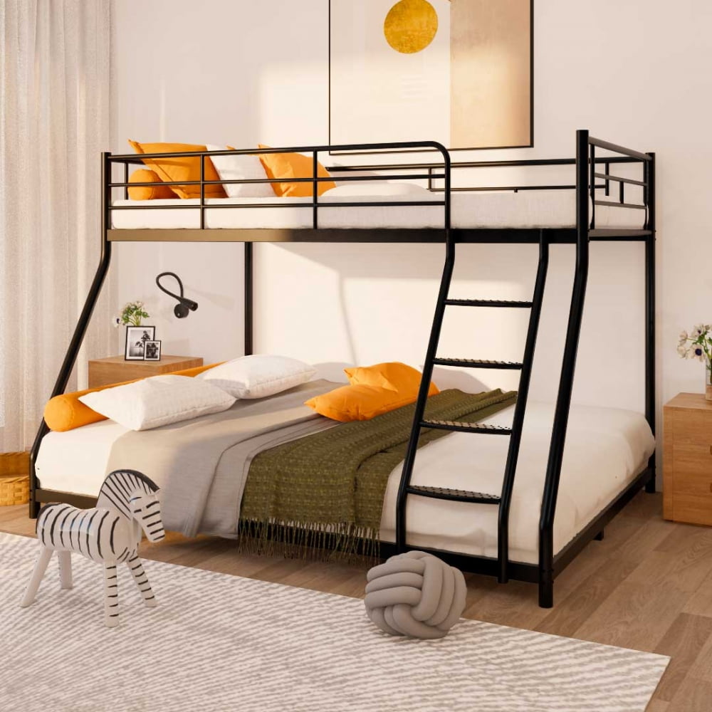 Twin Over Full Bunk Bed with Removable Ladder,Heavy Duty Metal Bed ...