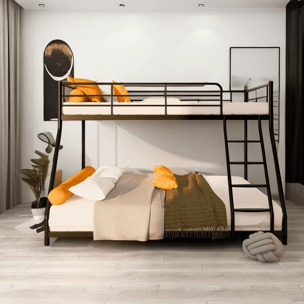 Twin Over Full Bunk Bed with Removable Stairs Flat Rungs, Metal Bunk ...