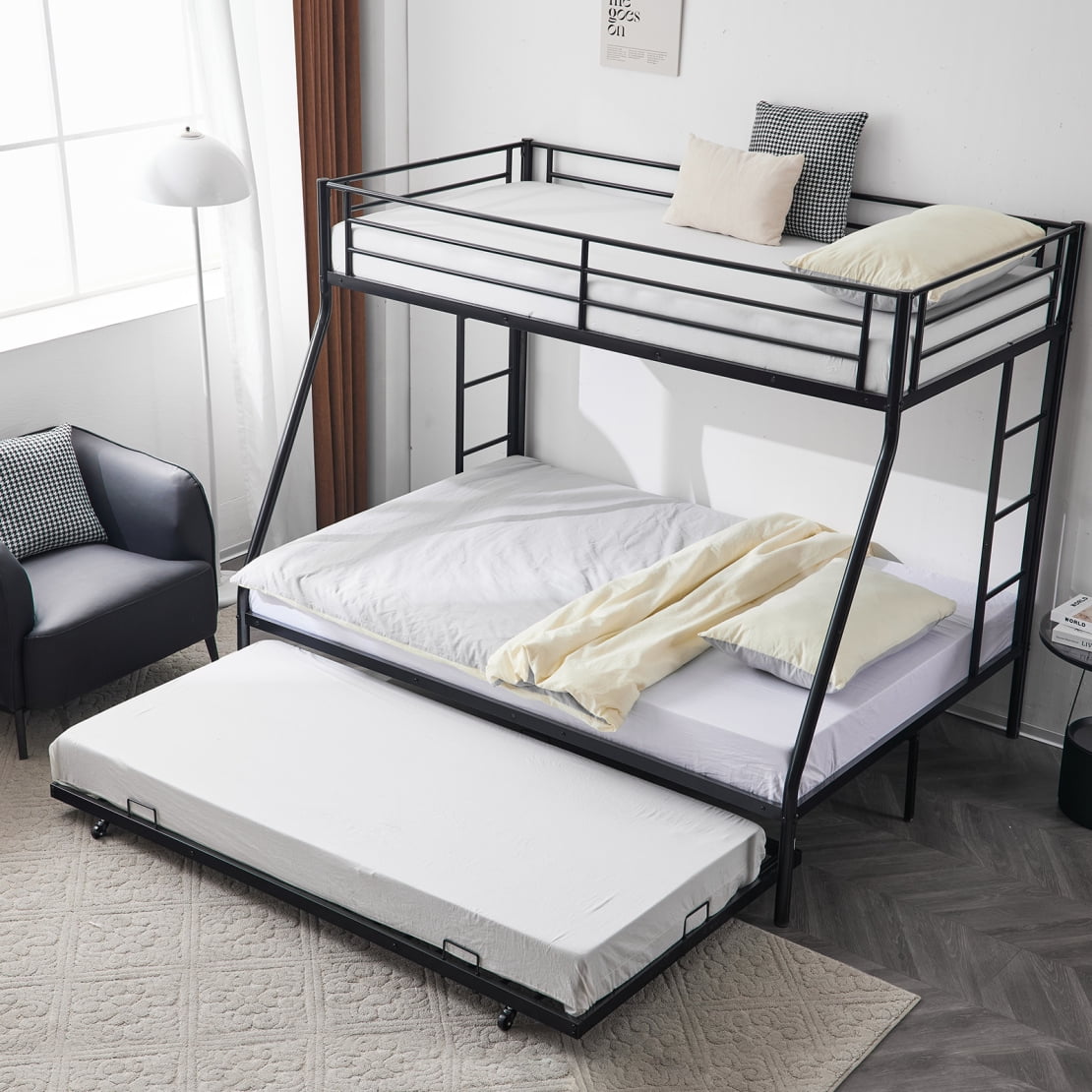 Twin Over Full Convertible Bunk Bed, Metal Triple Bunk Beds, Metal Bunk ...