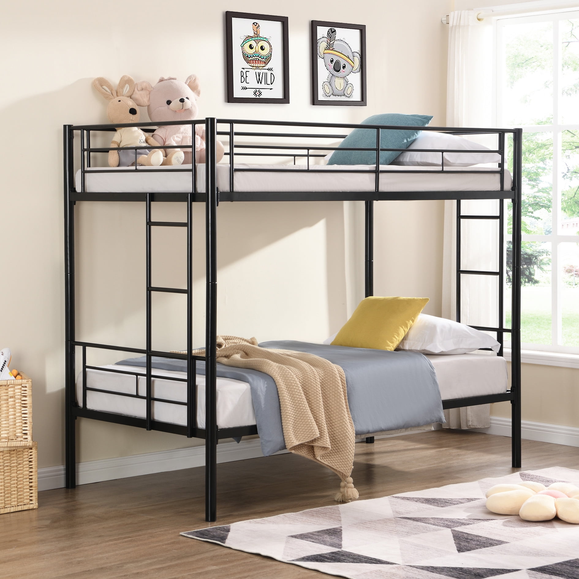 Twin Over Full Metal Bunk Bed with All-Inclusive design, Heavy-Duty ...